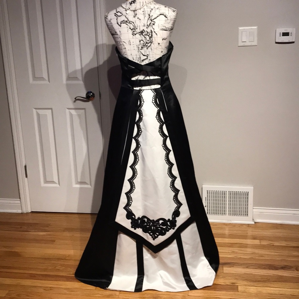 Cathedral Satin Train Evening Formal Straples A-Line … - Gem